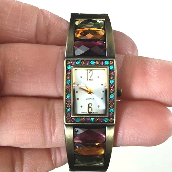 Avon | Accessories | Avon Vintage Jewel Toned Paneled With Crystals ...